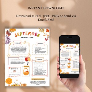 September Newsletter Template, Back to School Newsletter, Editable ...