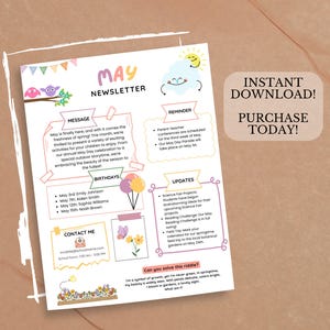 May Newsletter Template, Editable Newsletter, Monthly Newsletter ...