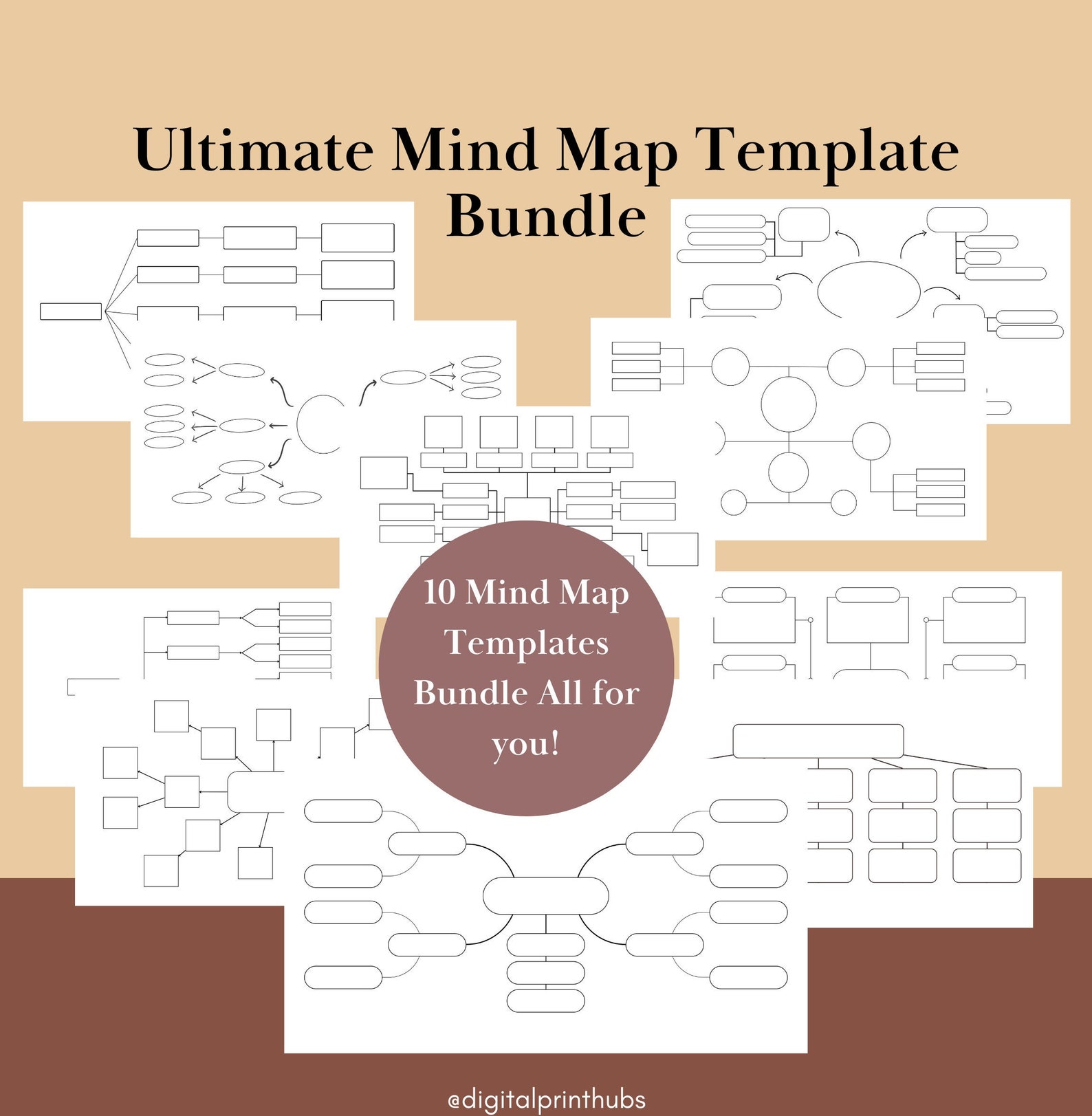 Printable Mind Map Template: Brainstorming & Idea Planning (PDF ...