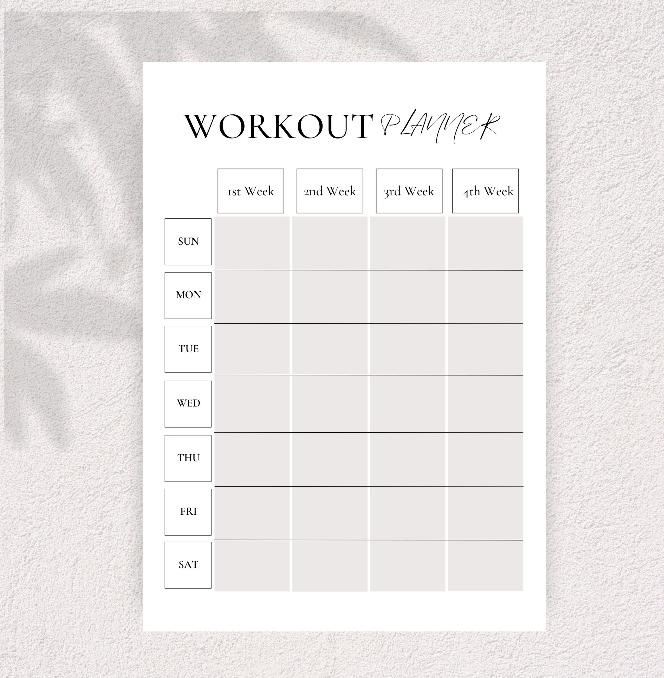 Workout Tracker Printable, Daily Exercise Log, Fitness Journal, Workout ...