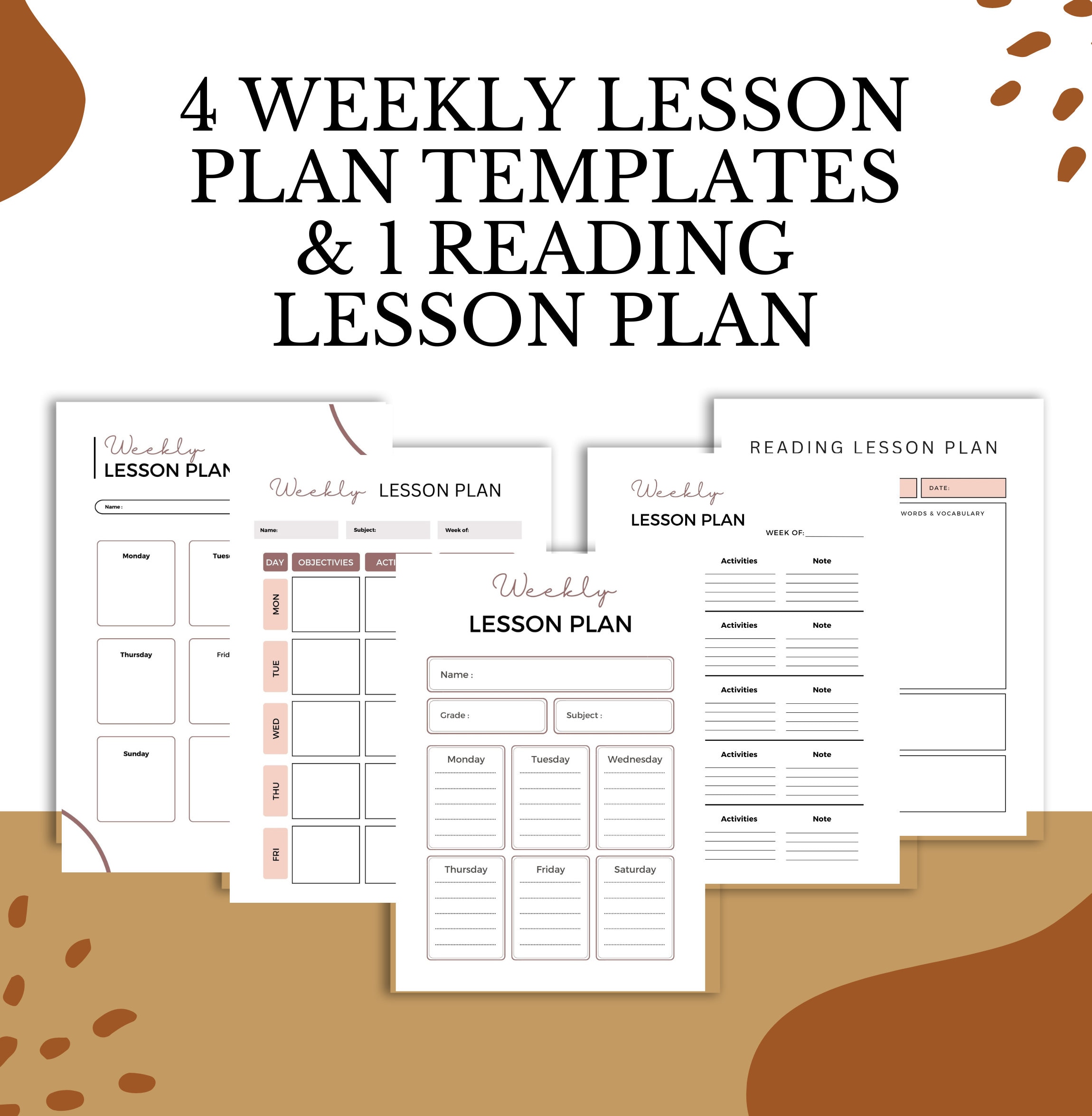Lesson Plan Template, Lesson Planner Printable, Homeschool Teacher ...