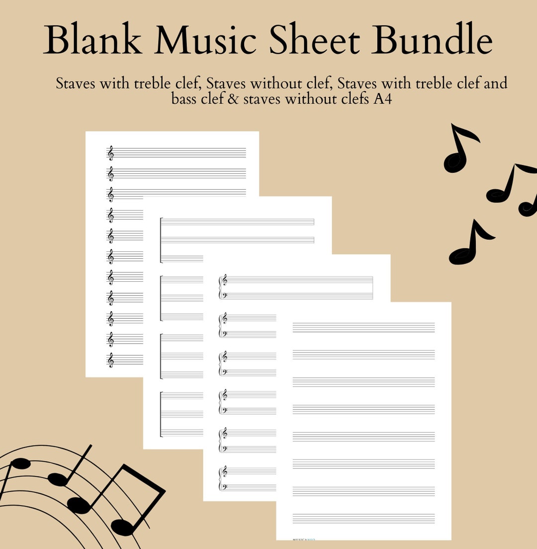Kids Printable Music Sheet for Letter/a4, Piano Sheet Music, Blank ...