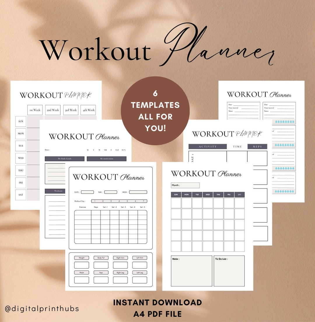 Workout Tracker Printable, Daily Exercise Log, Fitness Journal, Workout ...