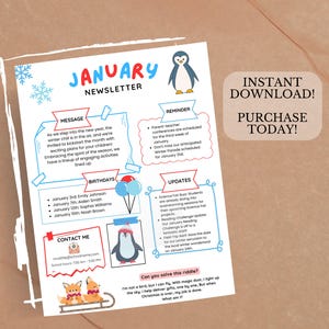 January Newsletter Template, Editable Newsletter, Monthly Newsletter ...