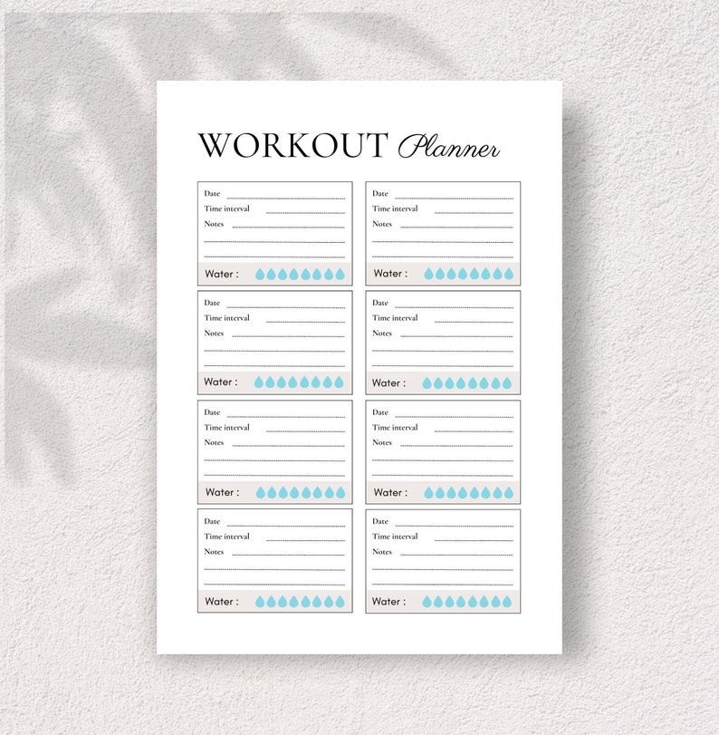 Workout Tracker Printable, Daily Exercise Log, Fitness Journal, Workout ...