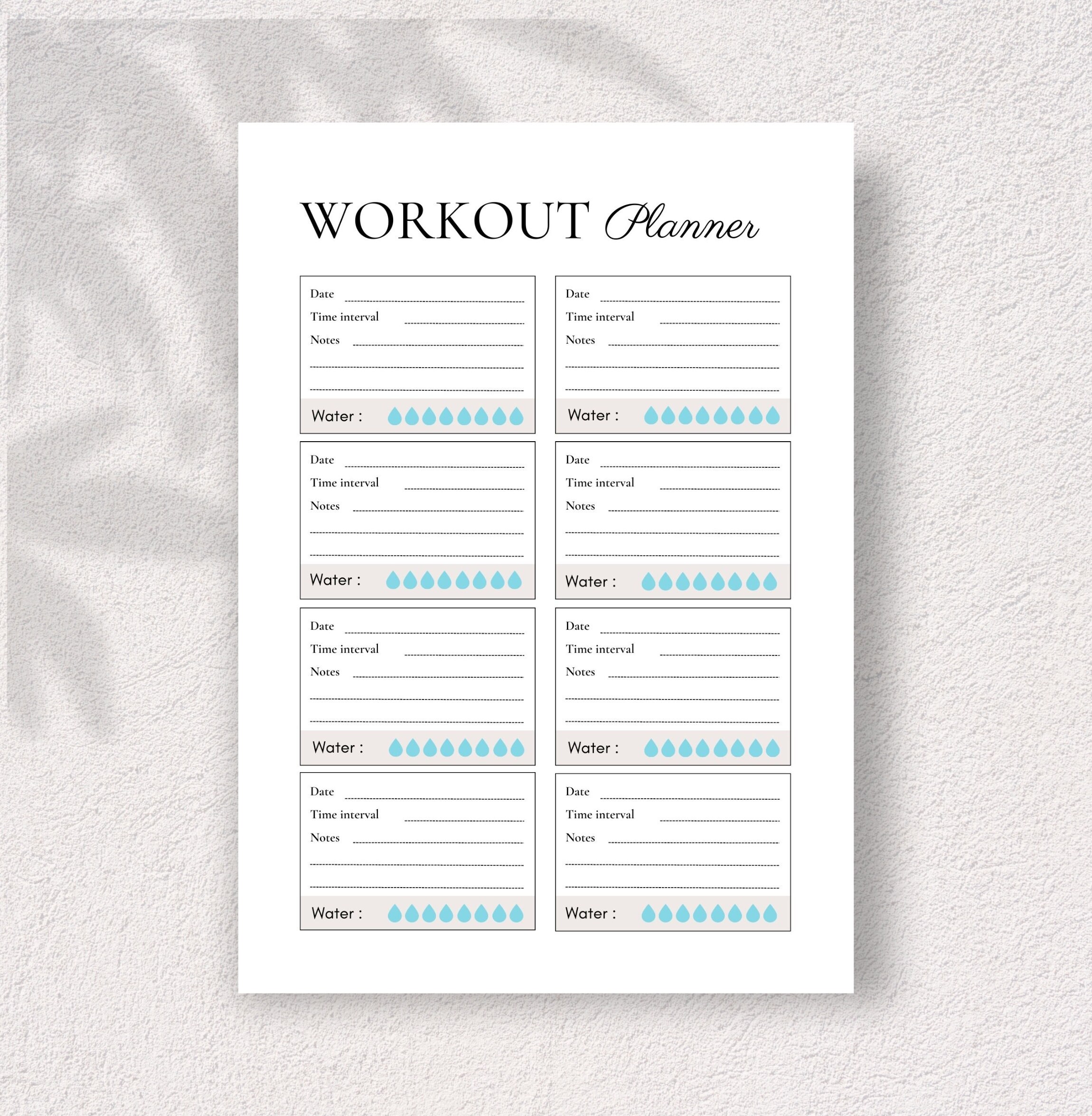 Workout Tracker Printable, Daily Exercise Log, Fitness Journal, Workout ...