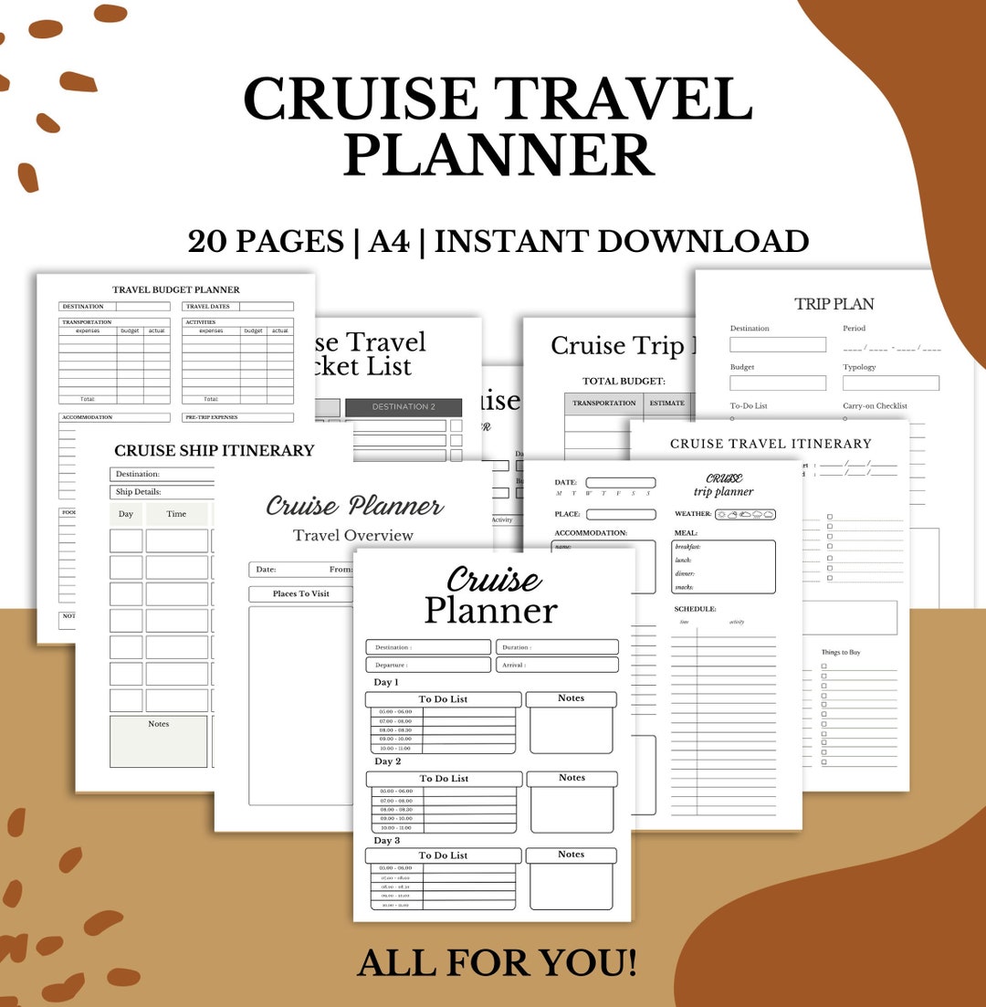 Cruise Planner Printable, Travel Itinerary, Destination Planner, Summer ...