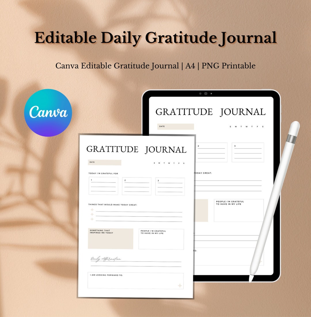 Editable Daily Gratitude Journal Printable Gratitude Journal Daily ...