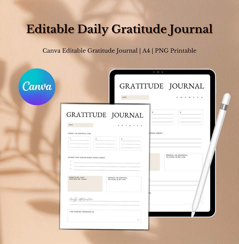 Digital Gratitude Journal Printable Daily Gratitude Journal, Goodnotes ...