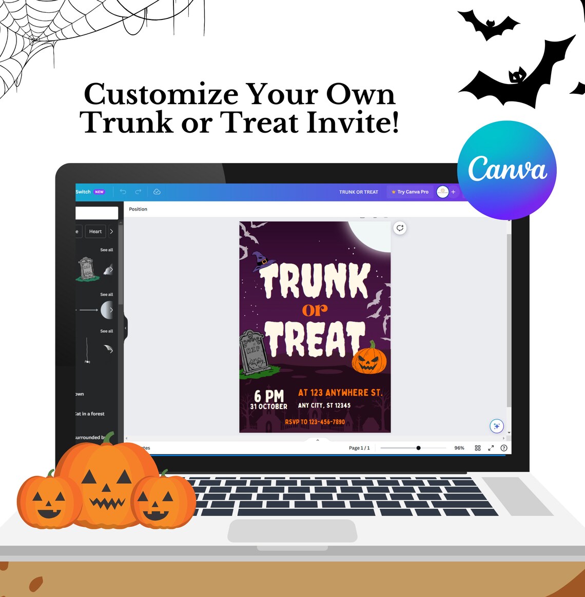 Editable Trunk or Treat Flyer, Halloween Party Invite, Trunk or Treat ...