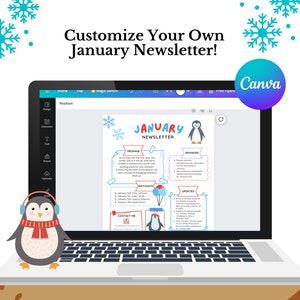 January Newsletter Template, Editable Newsletter, Monthly Newsletter ...