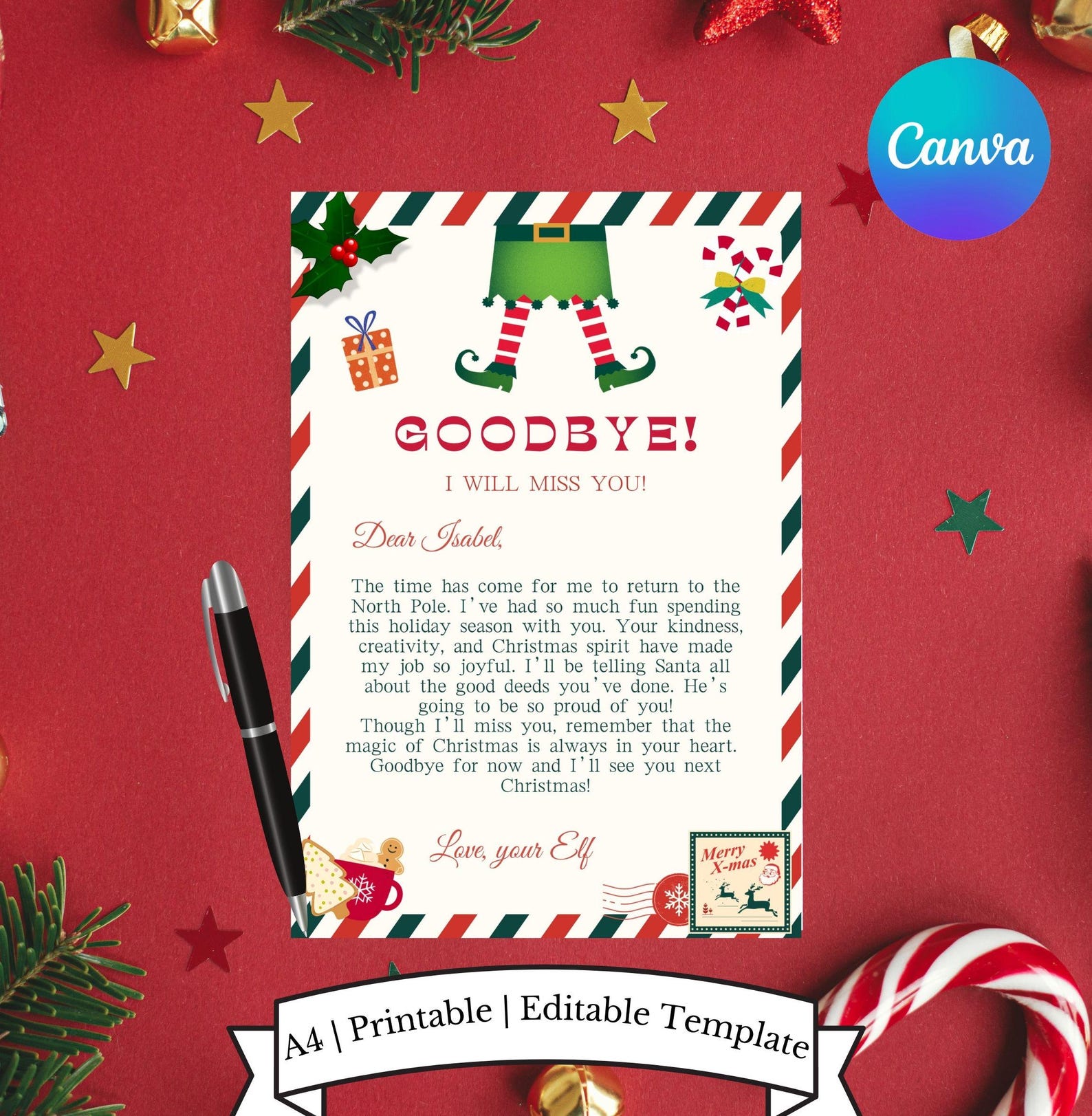 Editable Elf Arrival & Goodbye Letter Templates: Christmas Magic (A4 ...