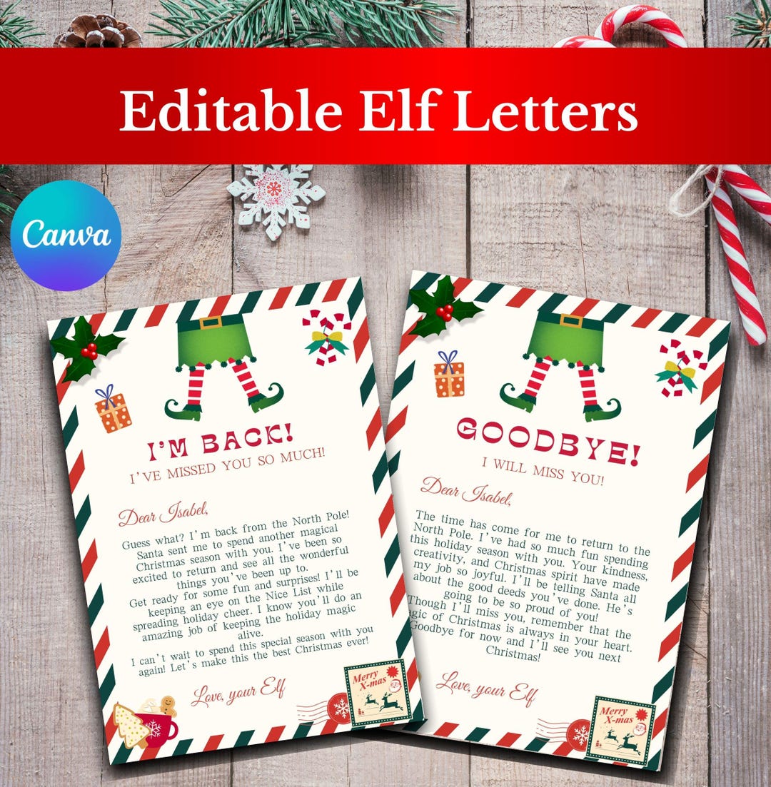 Editable Elf Letter, Elf Arrival Letter, Elf Return Letter, Elf I'm ...