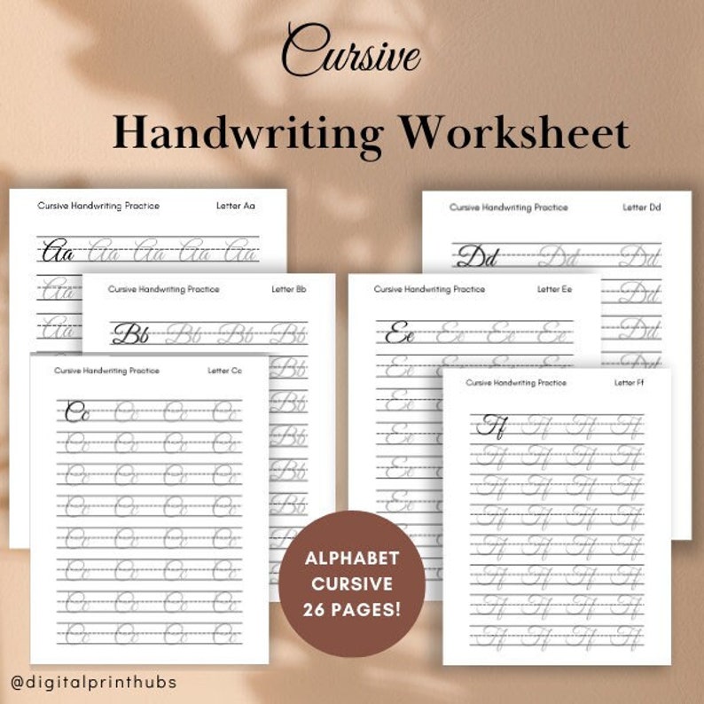 Handwriting Practice Worksheets for Preschool, Cursive Alphabet ...