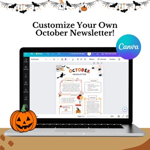 October Newsletter Template, Editable Newsletter, Monthly Newsletter ...