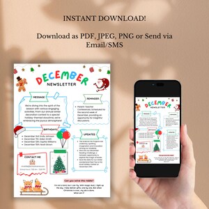 December Newsletter Template, Editable Newsletter, Monthly Newsletter ...