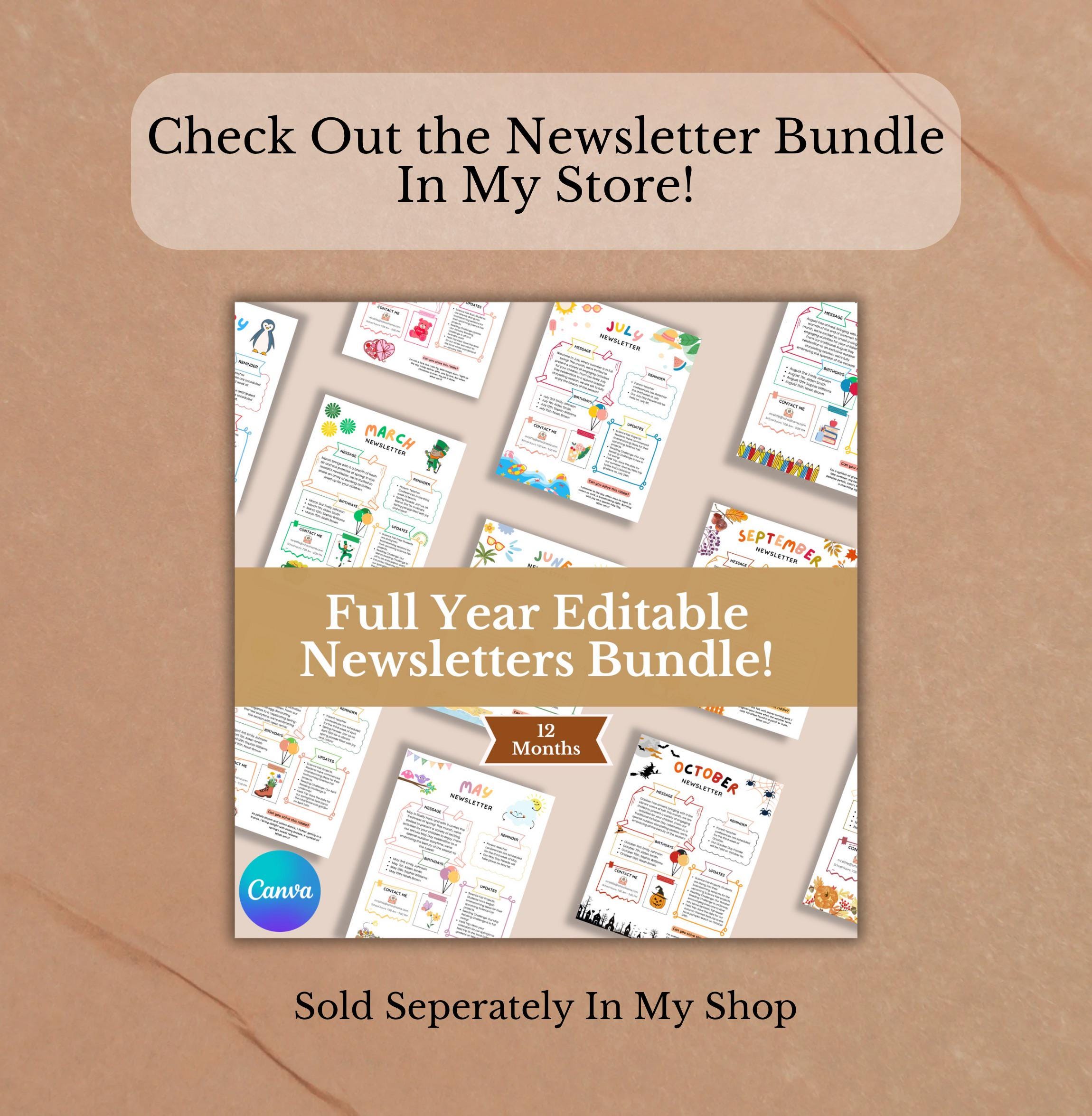 September Newsletter Template, Back to School Newsletter, Editable ...