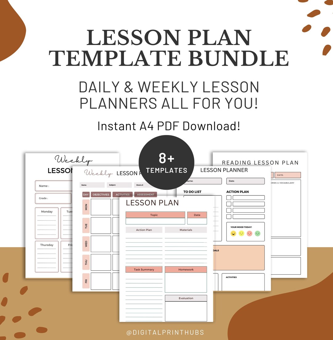Lesson Plan Template, Lesson Planner Printable, Homeschool Teacher ...