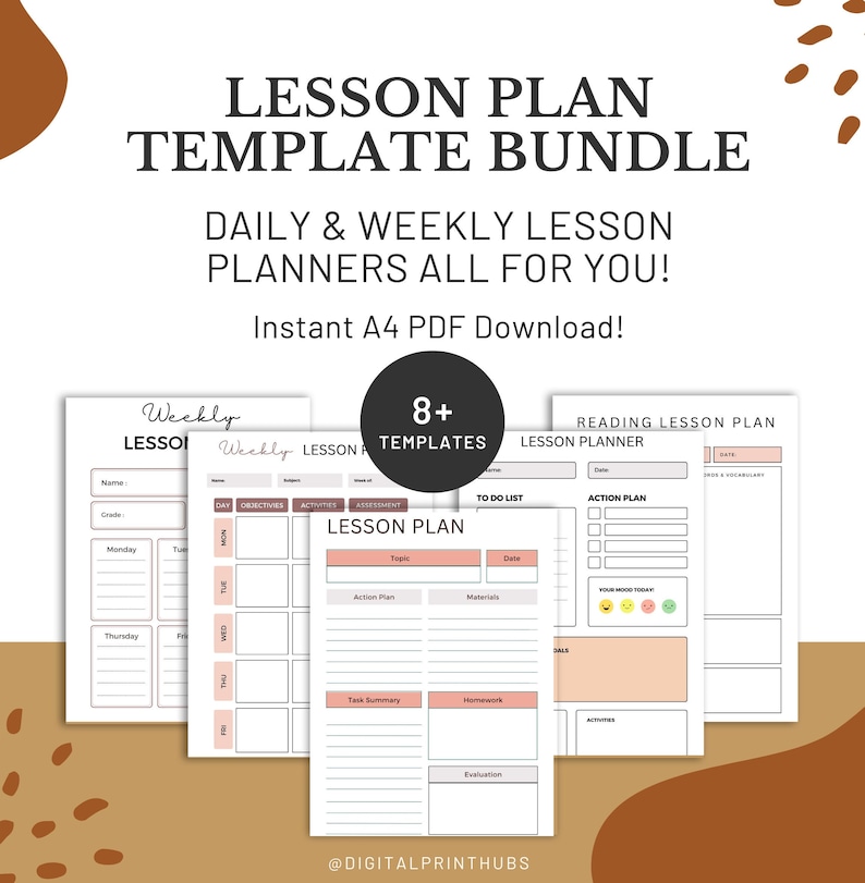 Lesson Plan Template, Lesson Planner Printable, Homeschool Teacher ...