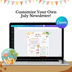July Newsletter Template, Editable Newsletter, Monthly Newsletter ...