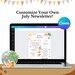 July Newsletter Template, Editable Newsletter, Monthly Newsletter ...