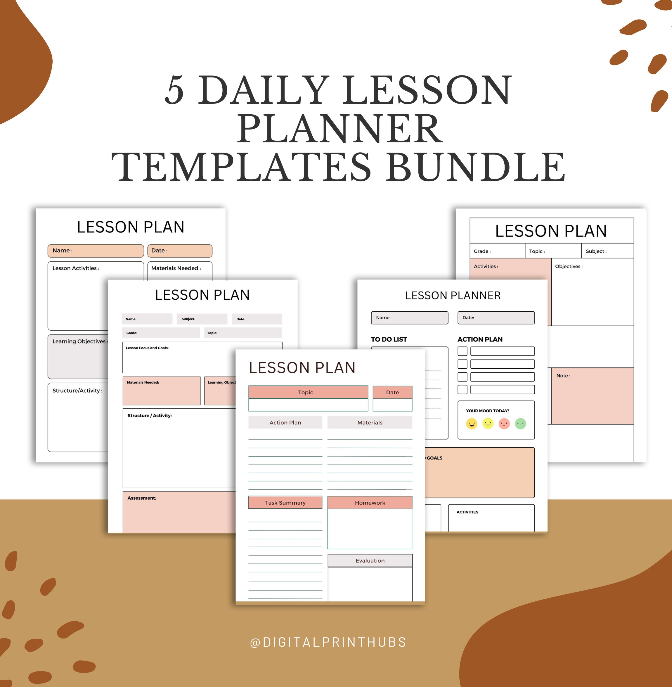 Lesson Plan Template, Lesson Planner Printable, Homeschool Teacher ...