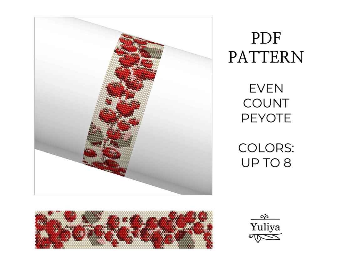 Peyote Red Bracelet Patterns, Seed Bead Bracelet Patterns, Peyote ...