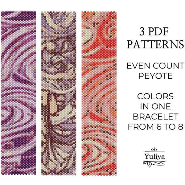 Peyoted Beaded Pattern, Flower Peyote Design, Beaded Bracelet Pattern ...