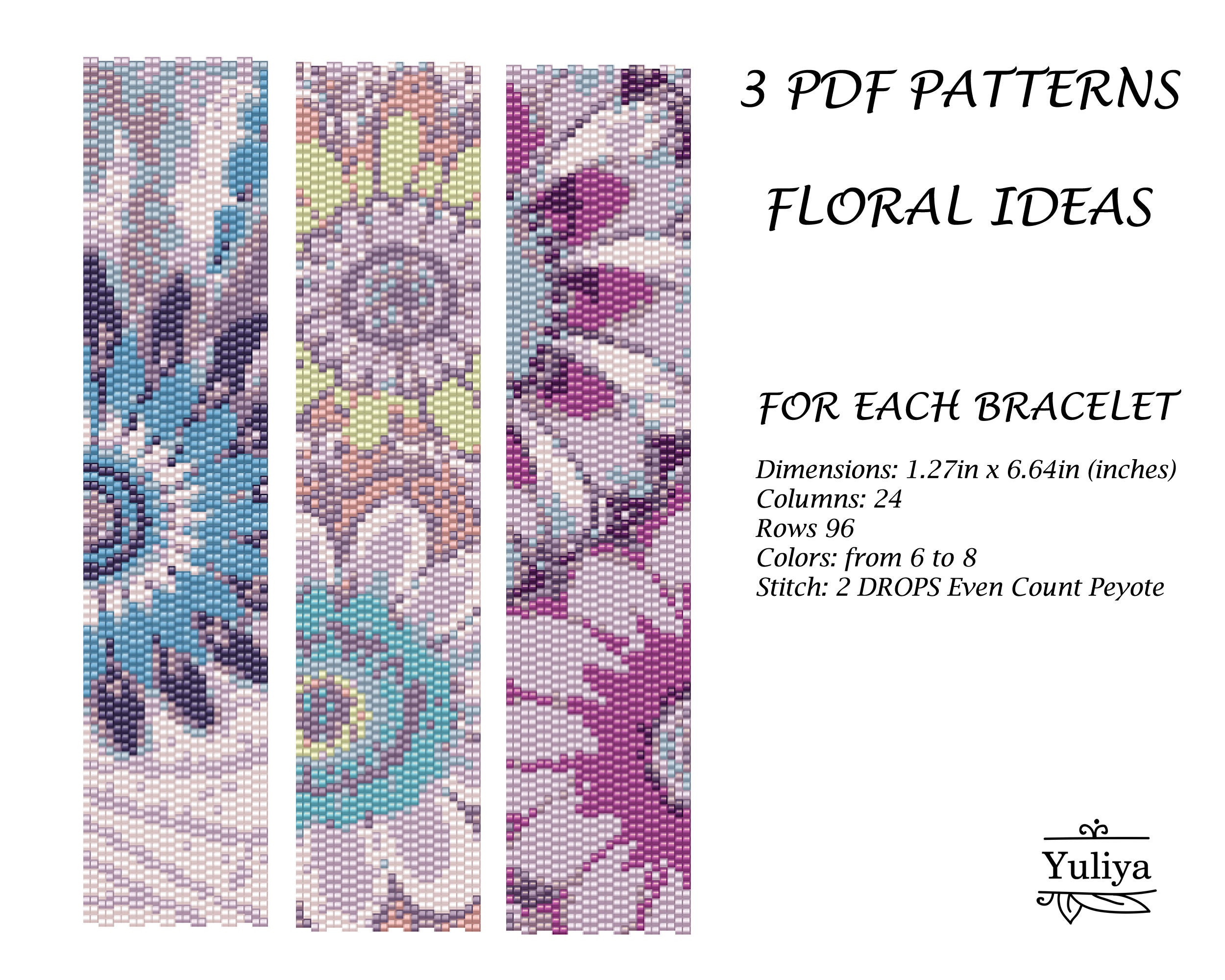 Two Drop Peyote Bracelet Pattern, Abstract Design, Beaded Bracelet ...