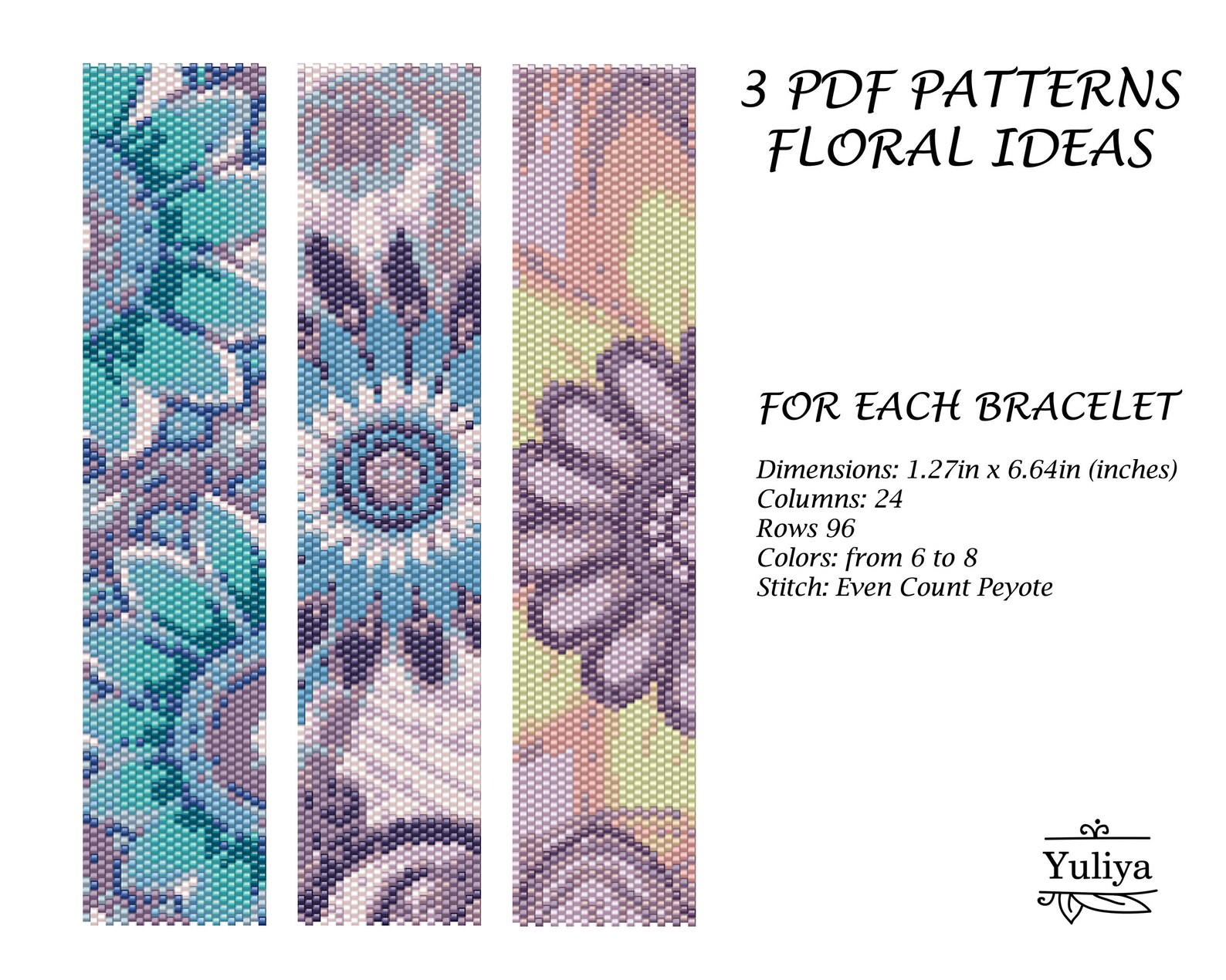 Floral Peyote, Bracelet Pattern, Floral Pattern, Beaded Accessory ...