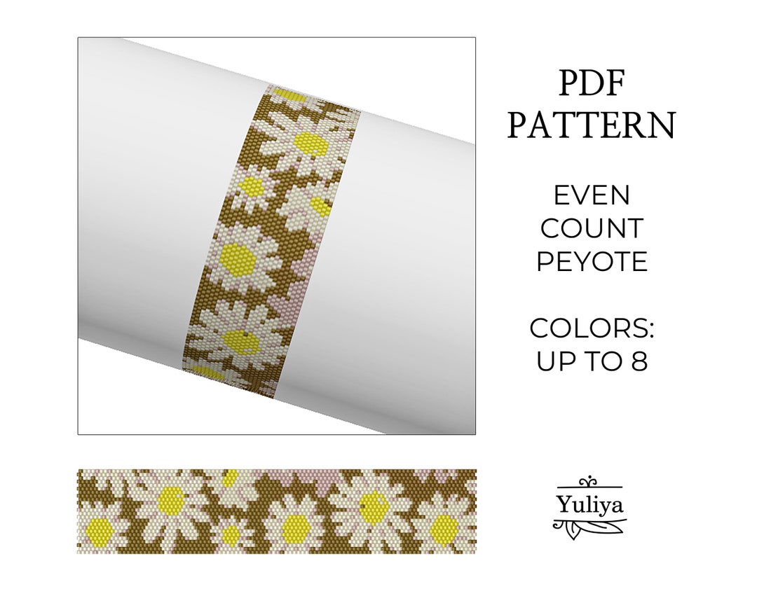 Daisy Peyote Bracelet Pattern PDF Colorful Floral Design Even Count ...