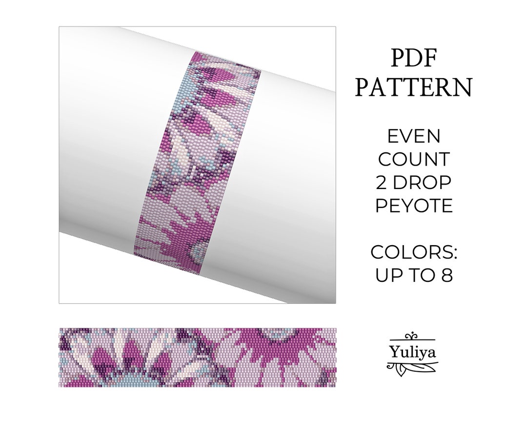 Two Drop Peyote Bracelet Pattern, Abstract Design, Beaded Bracelet ...