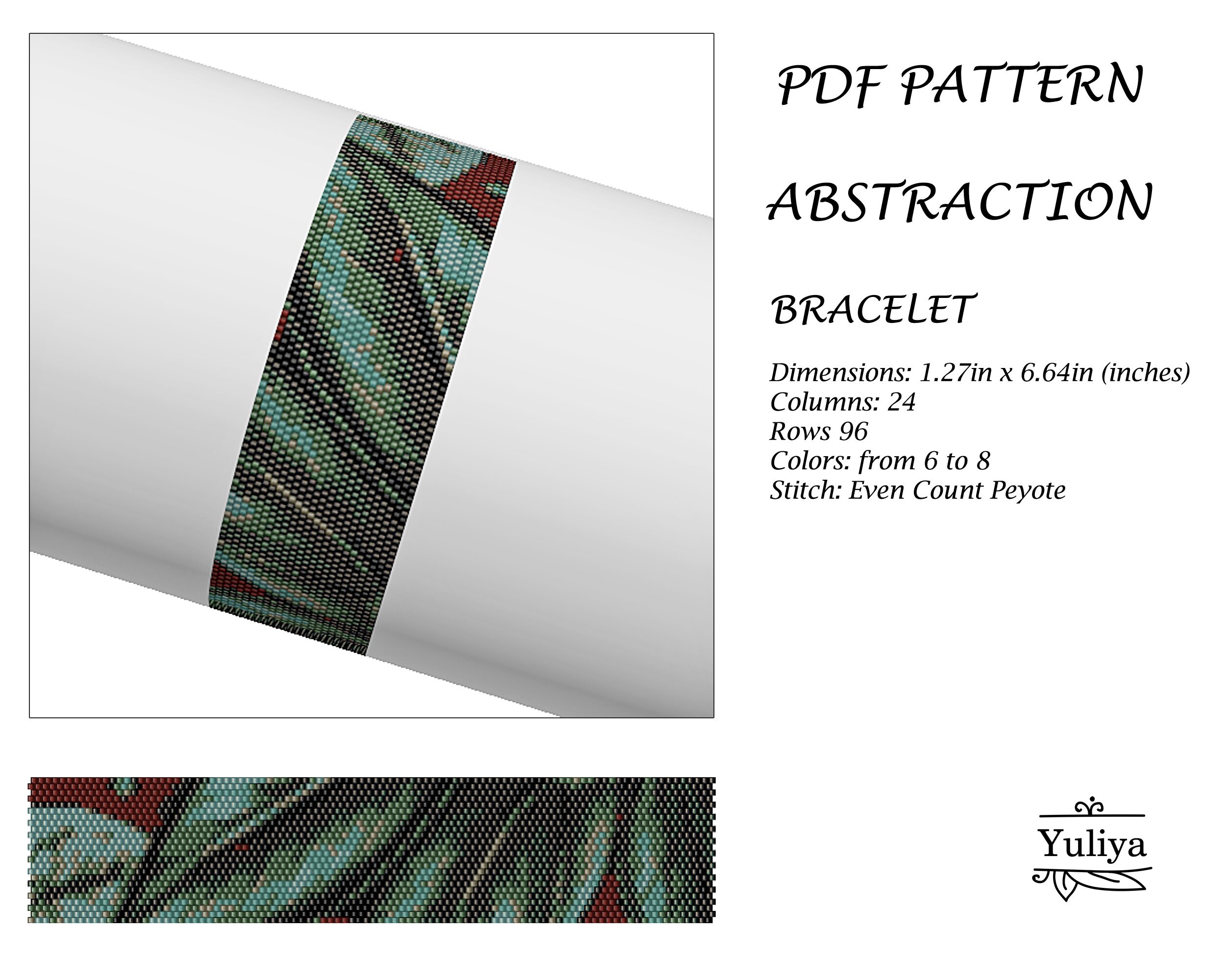 Leaf Peyote Bracelet Pattern, Leaves Design, Beaded Bracelet Pattern ...