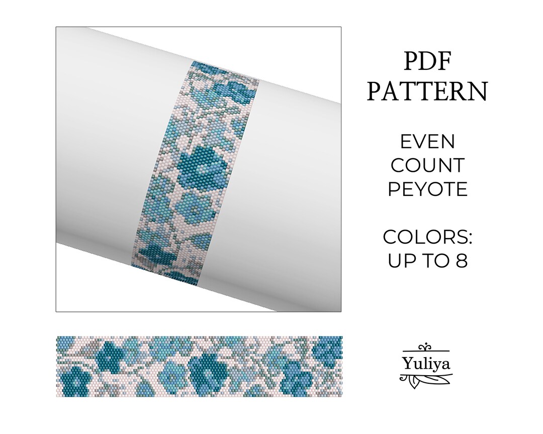 Forget-me-not Peyote Bracelet Pattern Floral Peyote Bracelet - Etsy