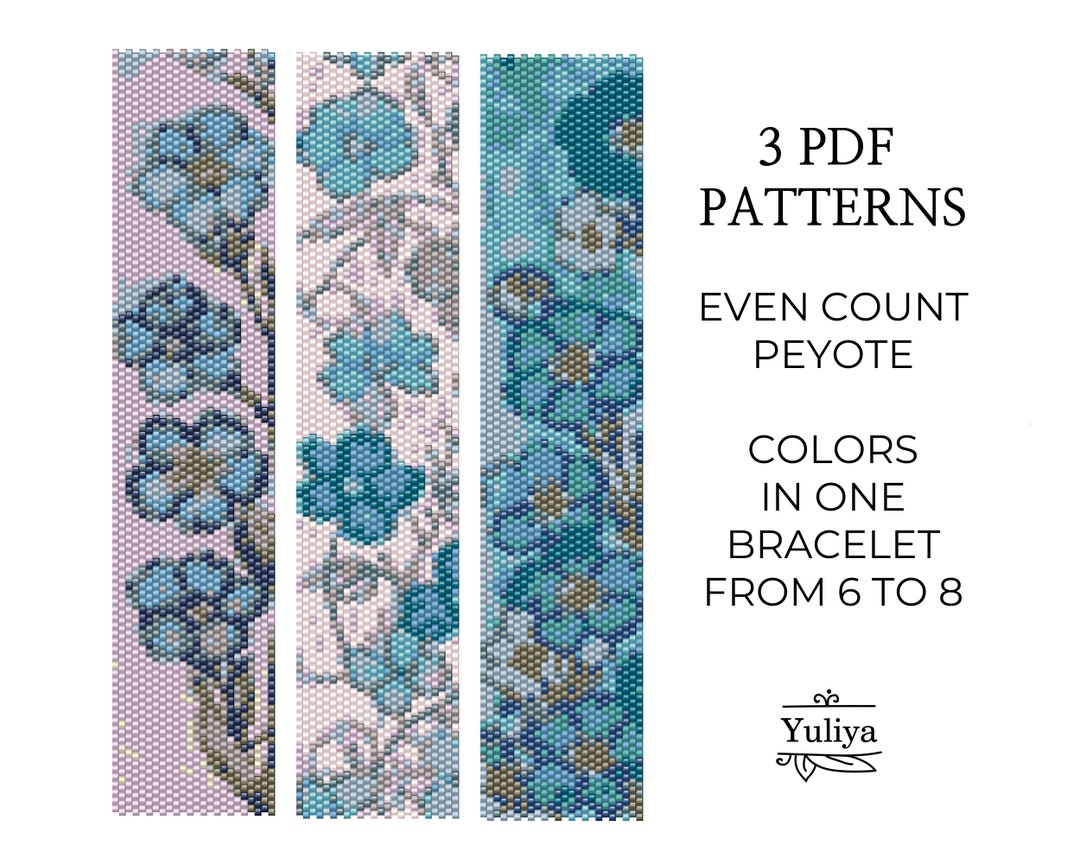 Forget-me-not Peyote Bracelet Pattern Floral Peyote Bracelet - Etsy
