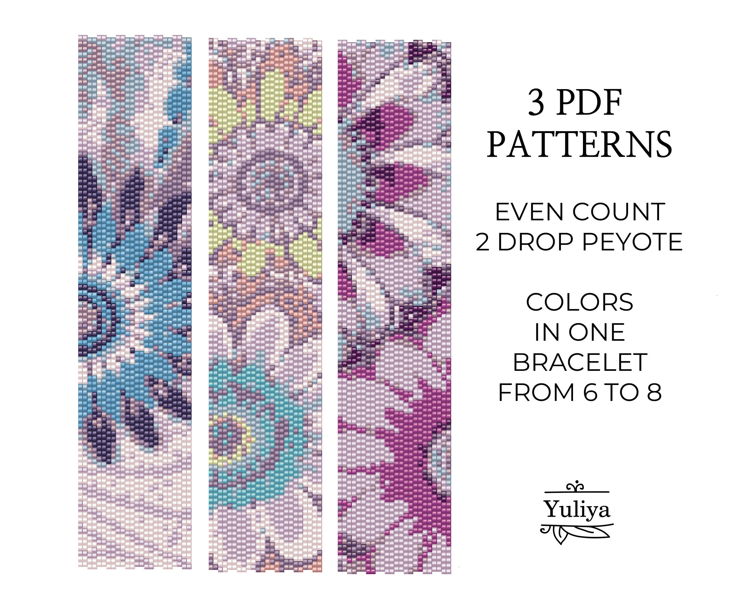 Two Drop Peyote Bracelet Pattern, Abstract Design, Beaded Bracelet ...