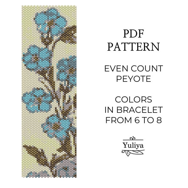 Peyoted Beaded Pattern, Flower Peyote Design, Beaded Bracelet Pattern ...