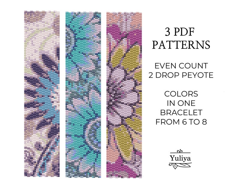 2 Drop Peyote Bracelet Pattern, Abstract Design, Peyoted Bracelet ...