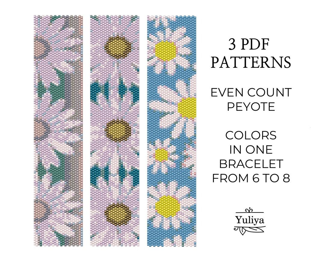Daisy Flower Peyote Bracelet Pattern PDF Even Count Design for Delica ...