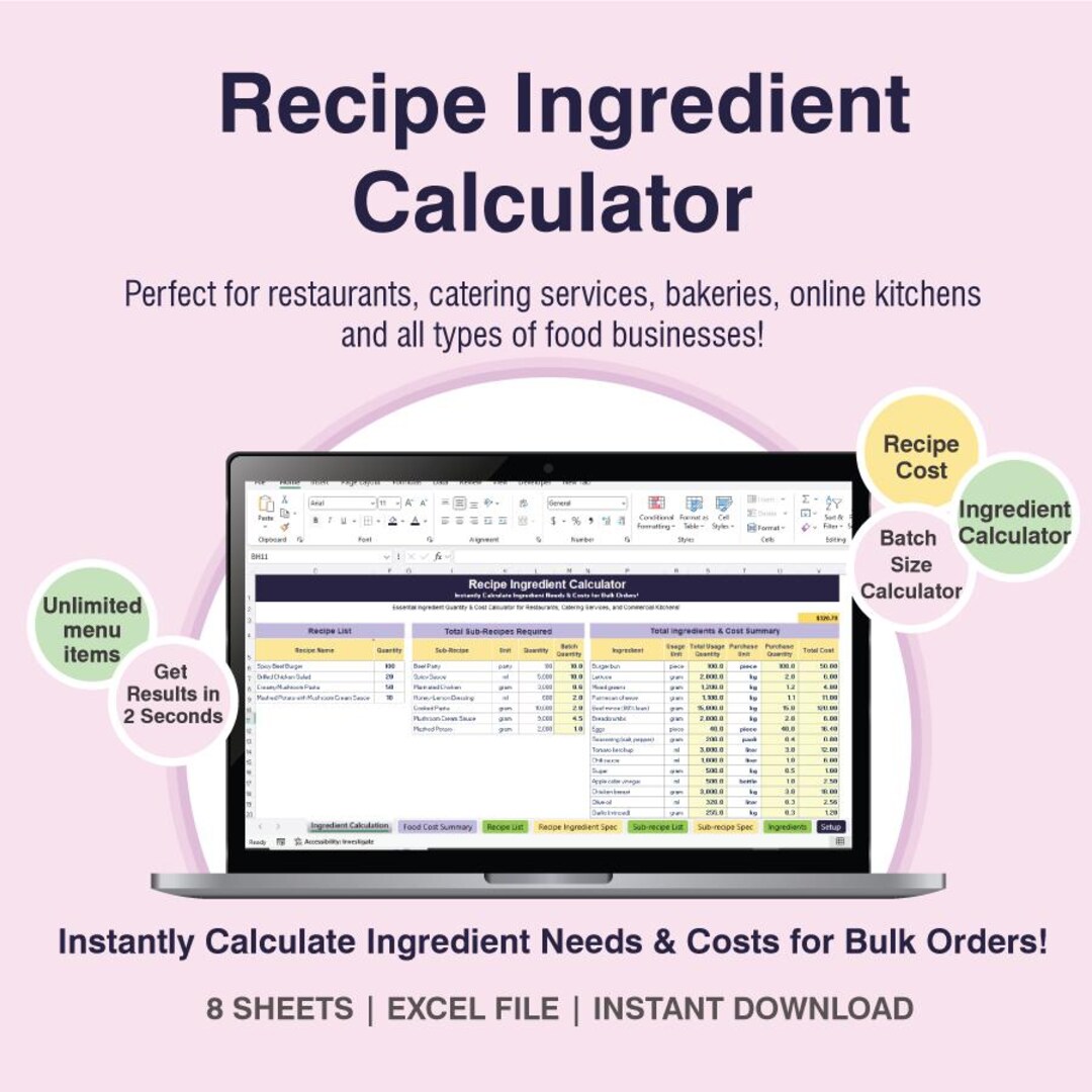 Recipe Ingredient Calculator - Etsy