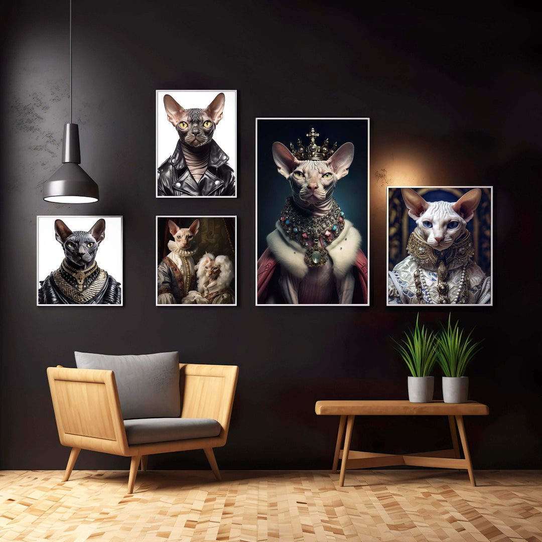 Printable Digital Wall Art Set of 5 Elegant Cat. Fashion Photography ...