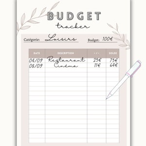 Fiches suivi budget A6/A5/A4 imprimables, PDF à télécharger, enveloppes ...