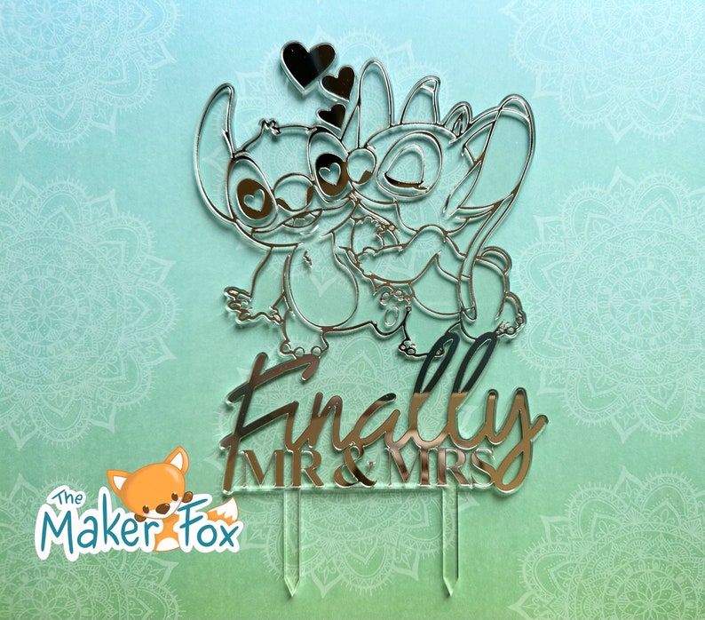 Stitch and Angel Acrylic Wedding Cake Topper - Etsy