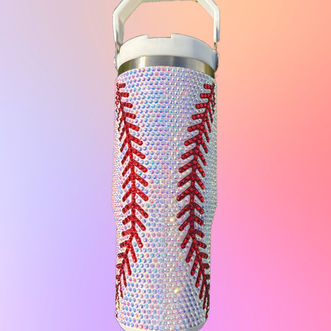 30oz Blinged Out Stanley Inspired Tumbler With a Cute Baseball Beaded ...