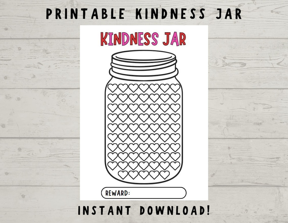 Printable Kindness Jar, Sibling Kindness Charts, Girl and Boy Sticker ...