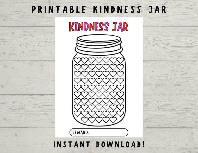 Printable Kindness Jar, Sibling Kindness Charts, Girl and Boy Sticker ...
