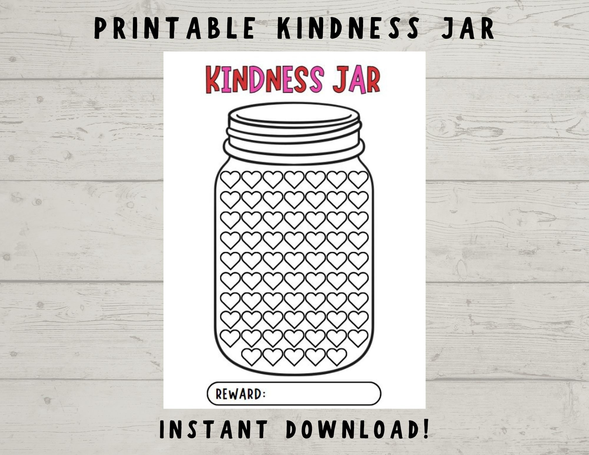 Printable Kindness Jar, Sibling Kindness Charts, Girl and Boy Sticker ...