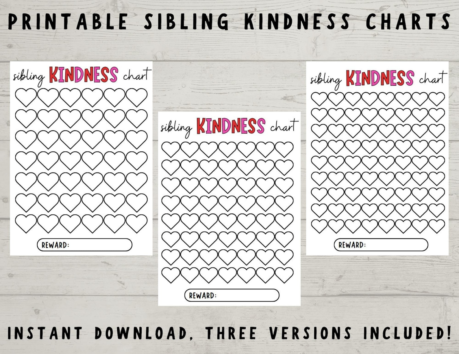 Printable Sibling Kindness Charts, Girl and Boy Sticker Chart Kid ...