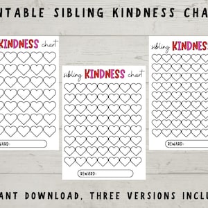 Printable Sibling Kindness Charts, Girl and Boy Sticker Chart Kid ...