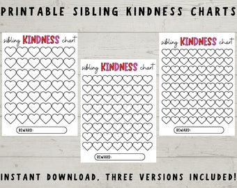 Printable Kindness Jar, Sibling Kindness Charts, Girl and Boy Sticker ...